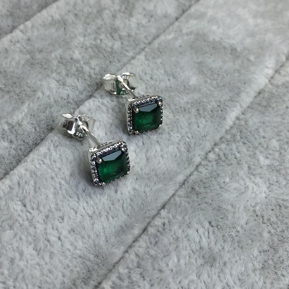 Pandora | Jewelry | Pandora Timeless Elegance Green Crystal Earrings ...